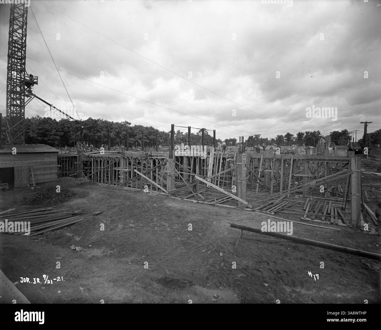 This image depicts the construction of Jordan Jr. High School, which ...