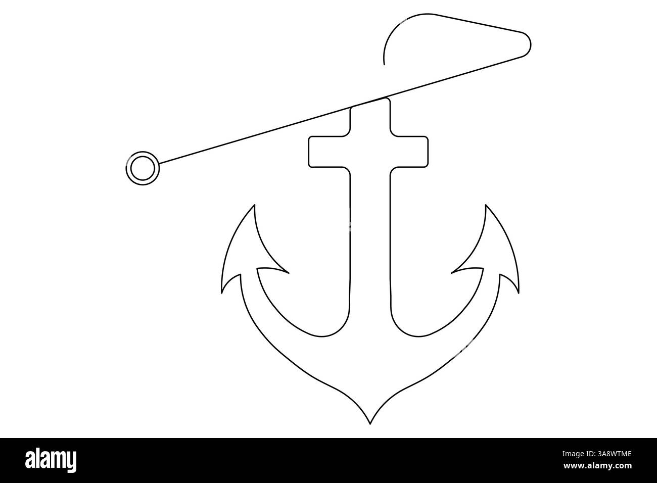 Ship anchor in continuous one line art and digital illustration Vector ...