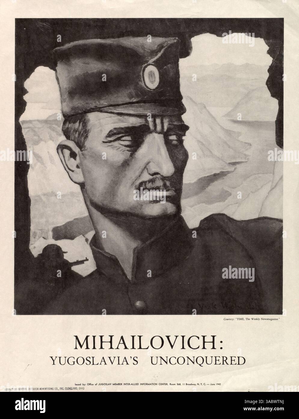 A portrait of Draza Mihailovich, leader of the Chetnik resistance in ...