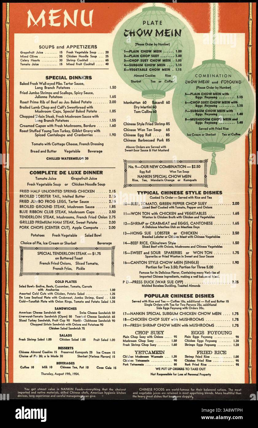 The Nankin Cafe menu features a bi-fold design with a vibrant logo and ...