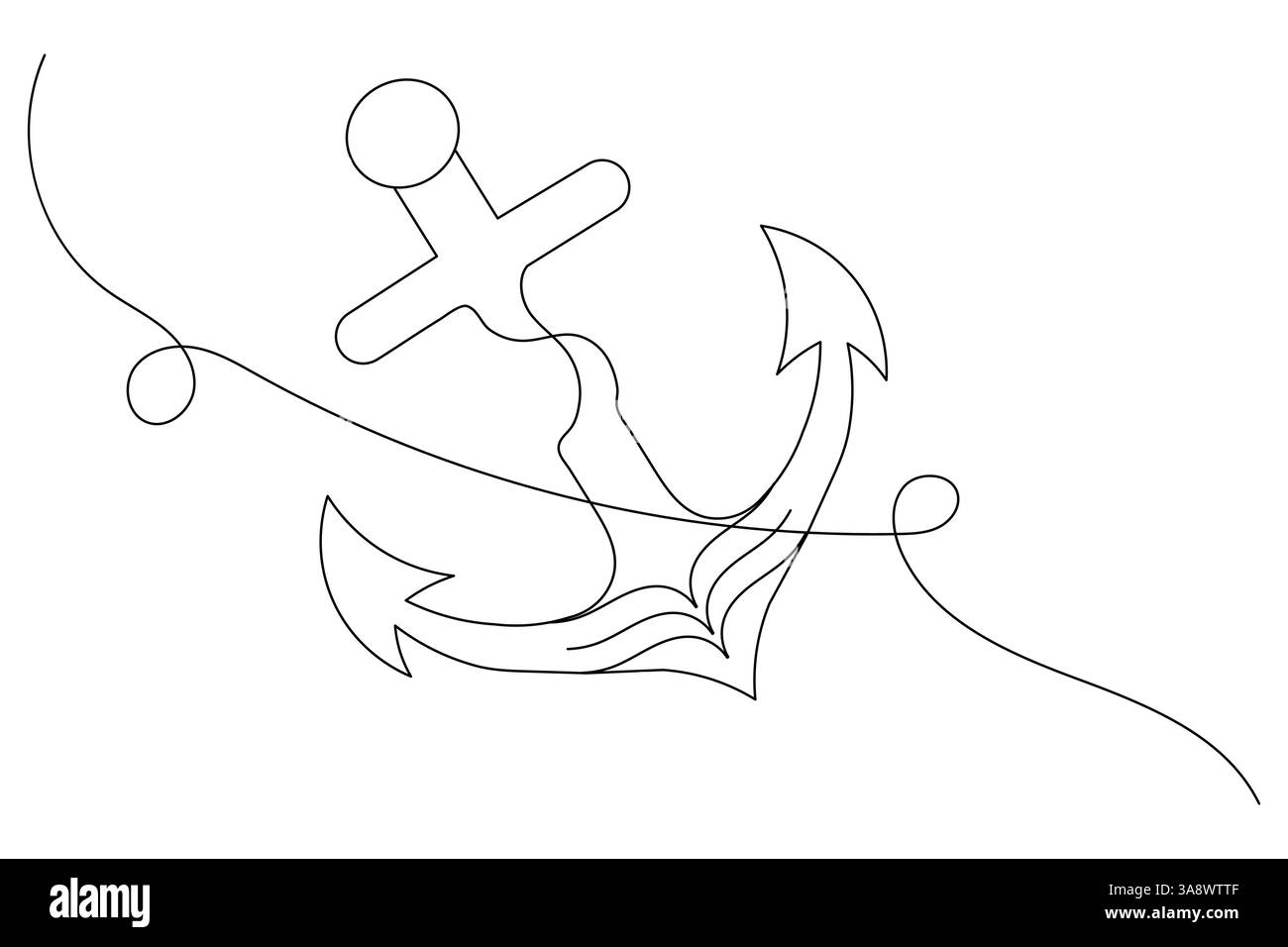 Ship anchor in continuous one line art and digital illustration Vector ...