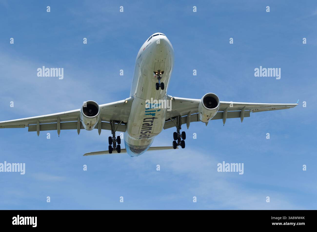 Air Transit Airbus A330 on approach to the Montréal-Pierre Elliott Trudeau International Airport ...