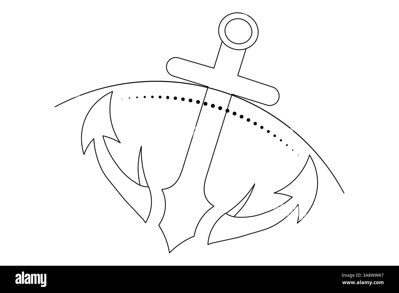 Ship anchor in continuous one line art and digital illustration Vector ...