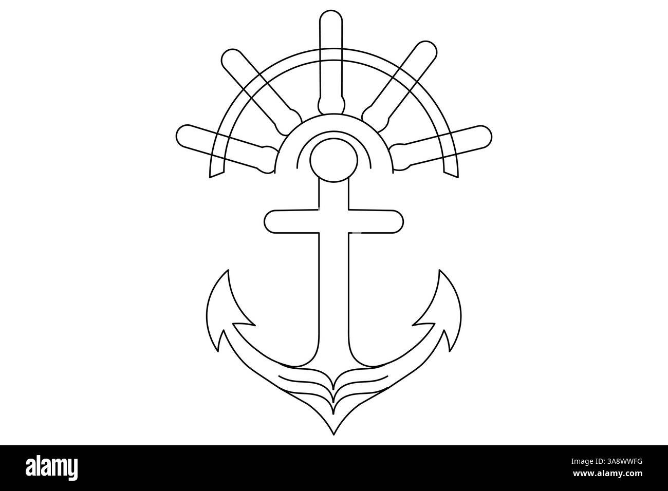 Ship anchor in continuous one line art and digital illustration Vector ...
