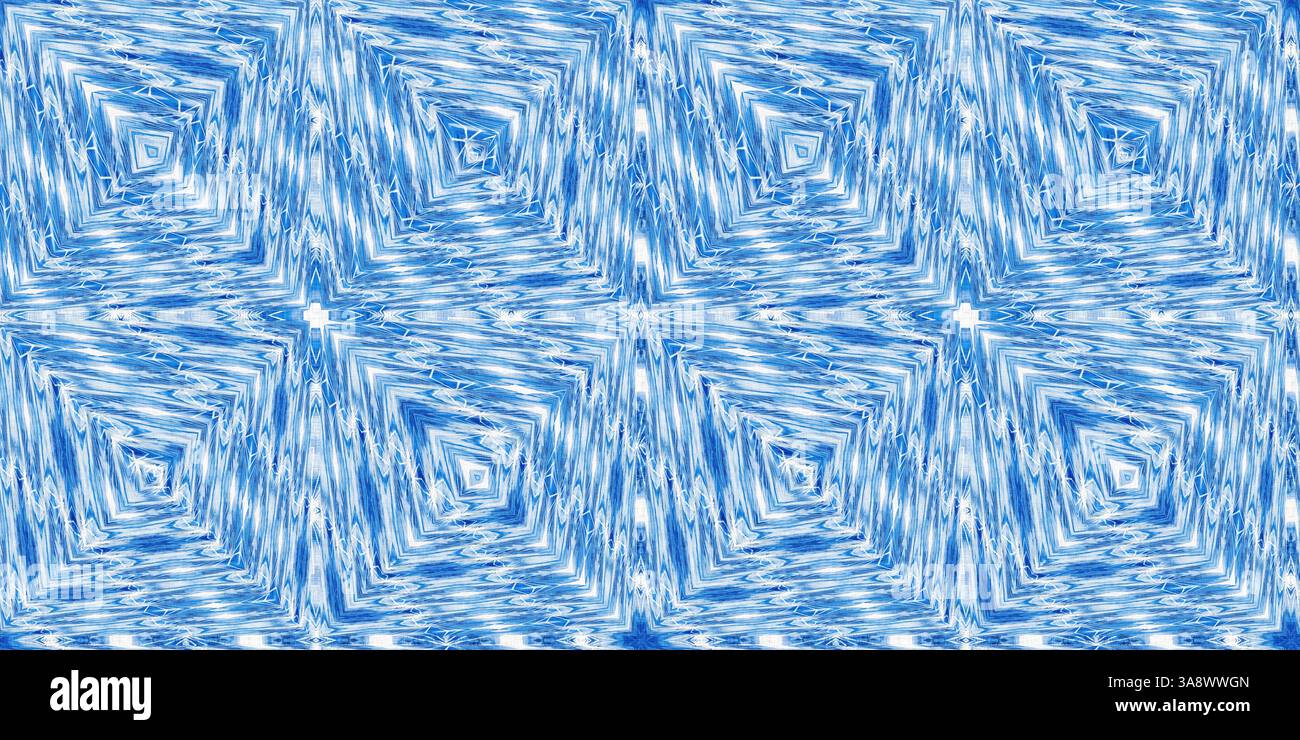 Geometric indigo shape seamless border. Irregular hand drawn batik ...