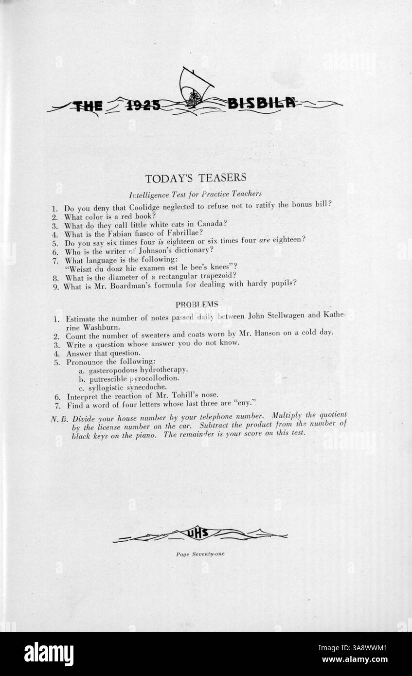 This 1925 University High School yearbook, Bisbila, offers a ...