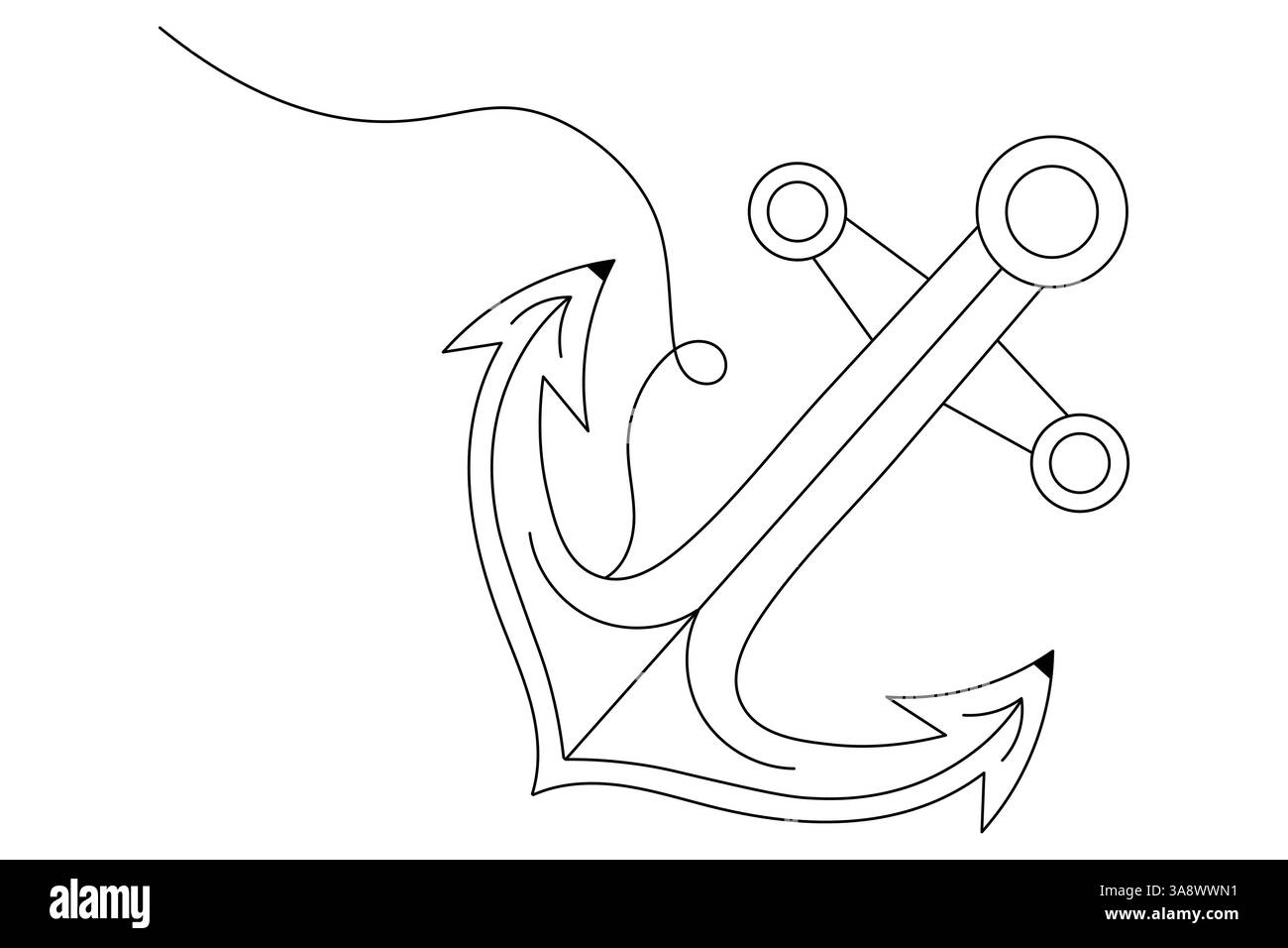 Ship anchor in continuous one line art and digital illustration Vector ...
