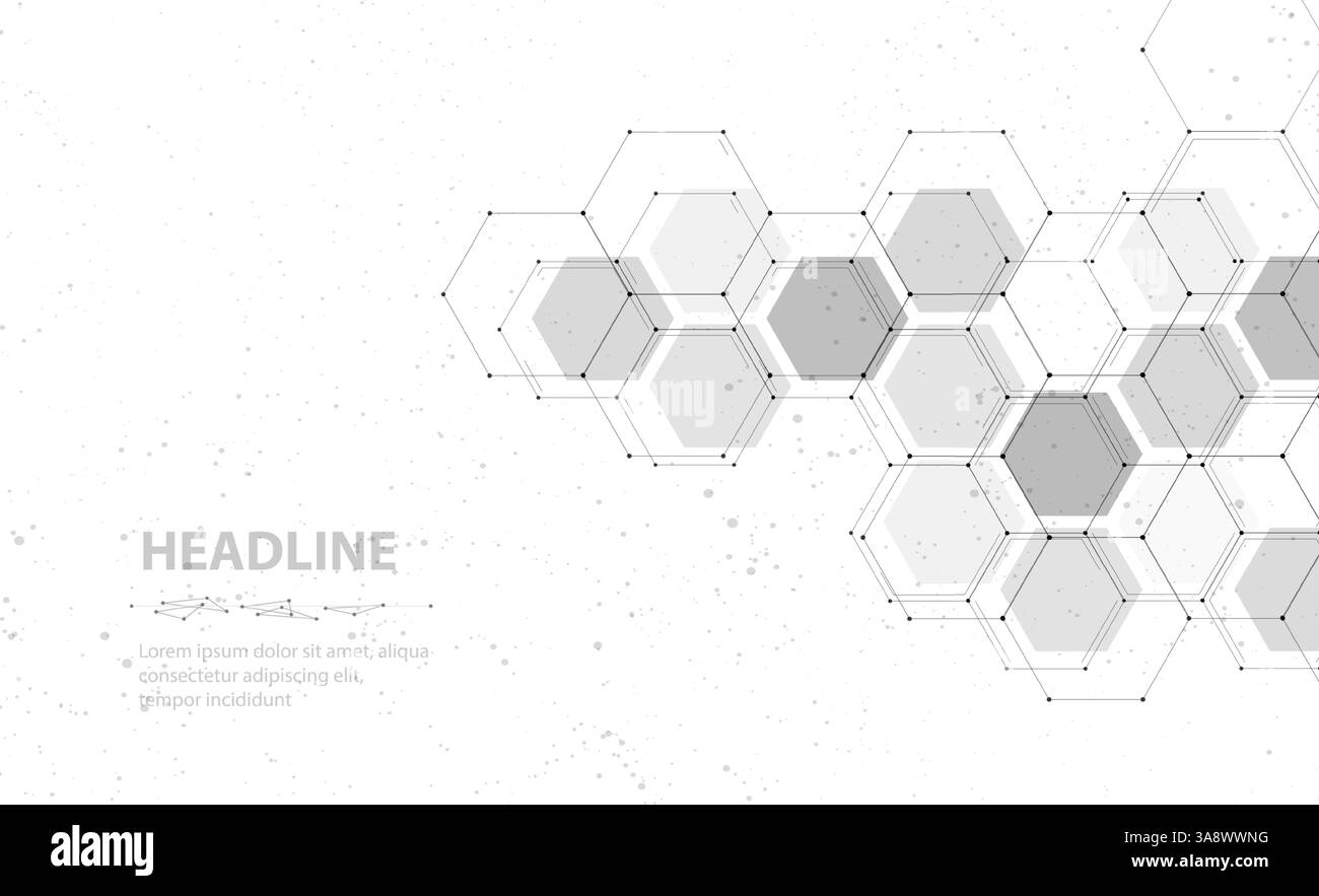 Grey hexagon abstract background. Honeycomb texture, medical technology Stock Vector Image & Art ...