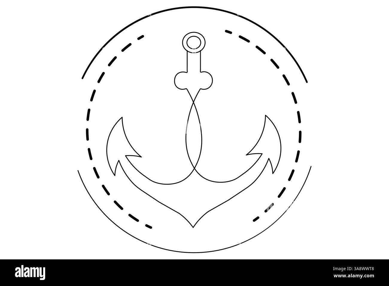 Ship anchor in continuous one line art and digital illustration Vector ...