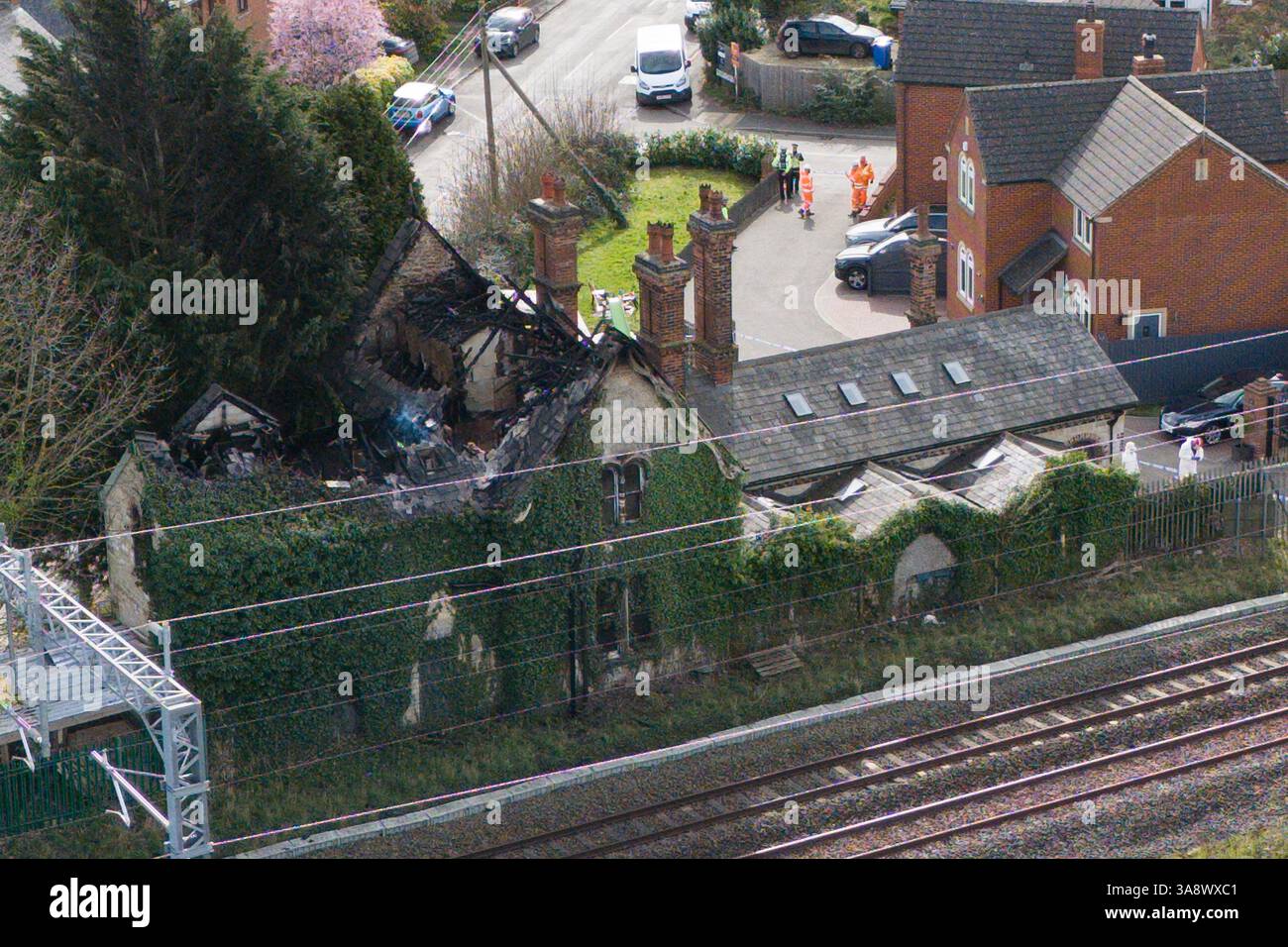 Aerial view of the historic former station house in Beswick Close ...