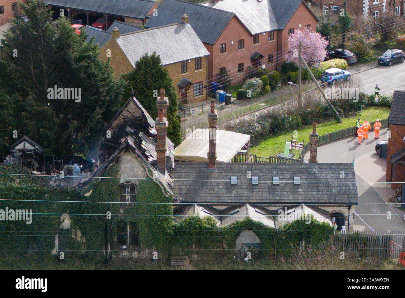 Aerial view of the historic former station house in Beswick Close ...