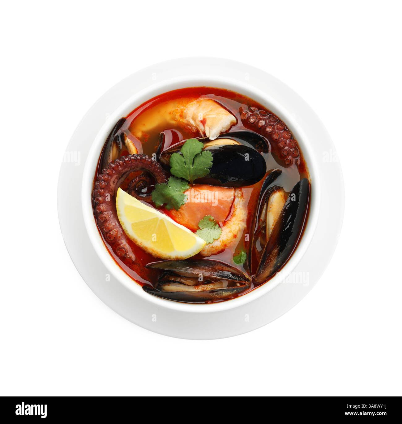 Shrimp soup in white Cut Out Stock Images & Pictures - Alamy