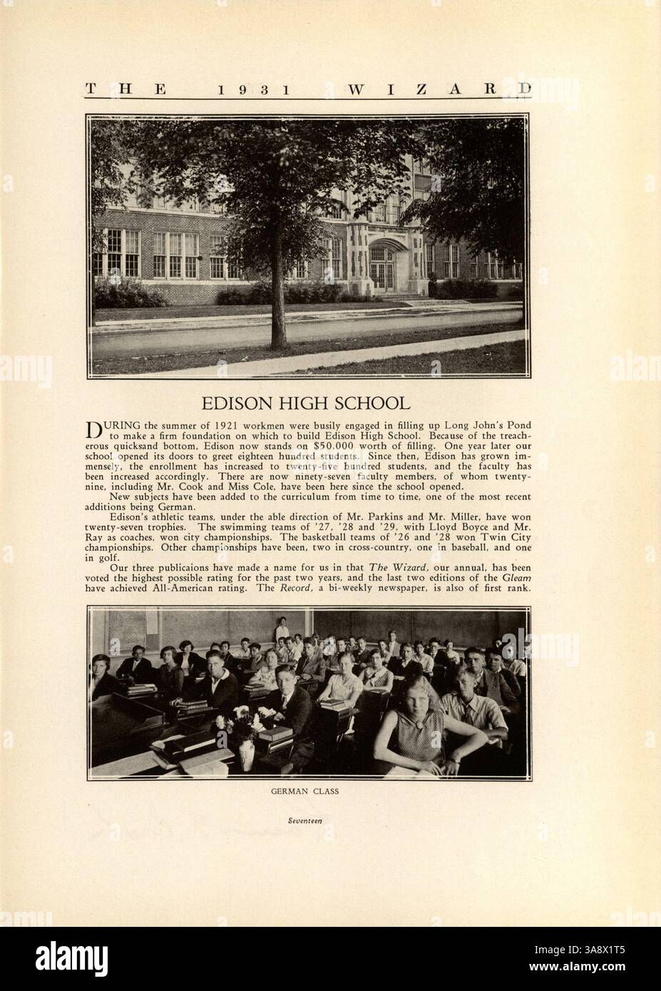 The 1931 Wizard Yearbook from Edison High School showcases the students ...