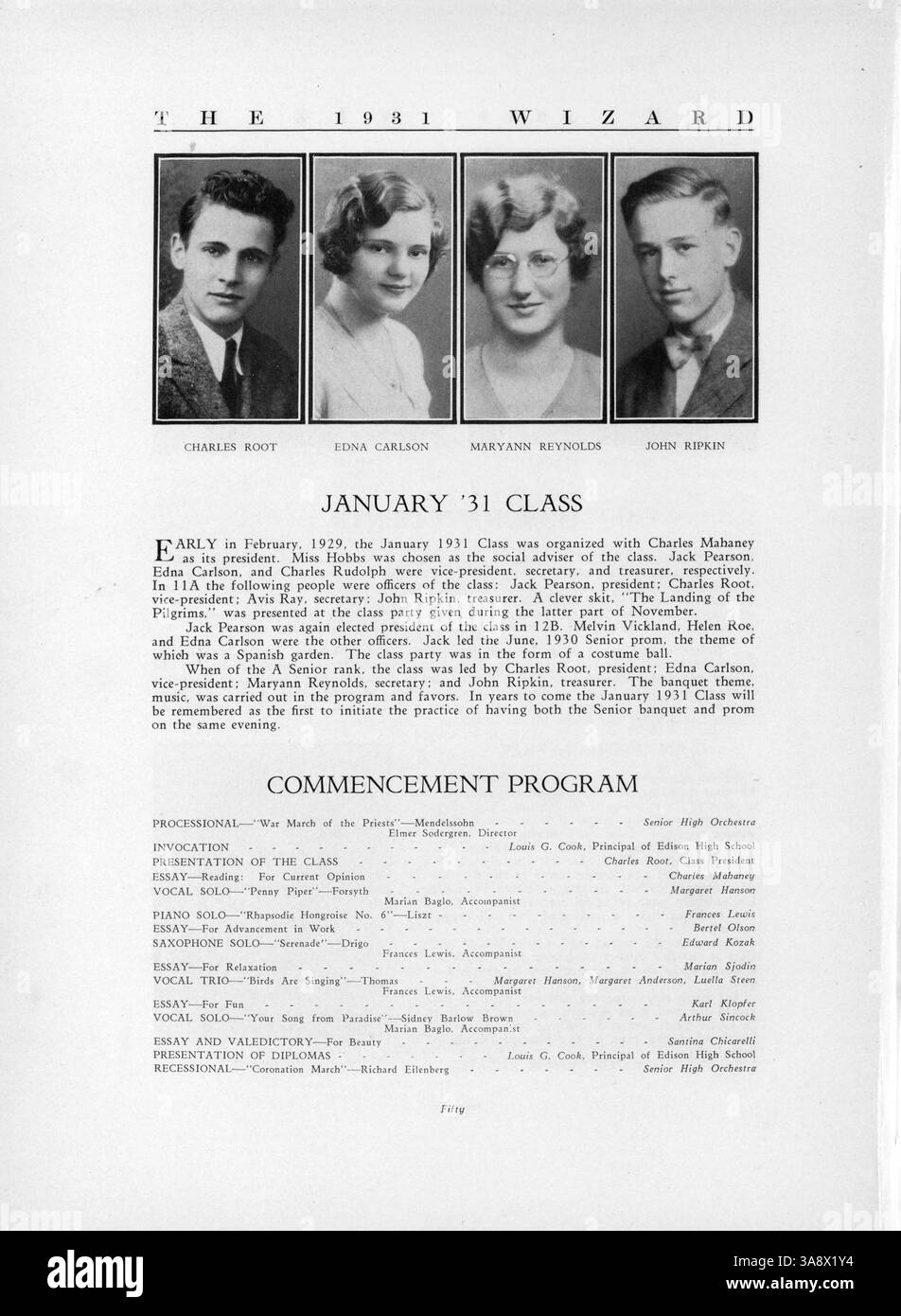 The 1931 Wizard Yearbook from Edison High School features students ...