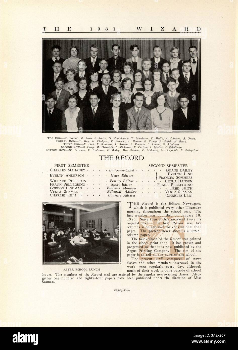 The 1931 'Wizard' yearbook from Edison High School highlights key ...