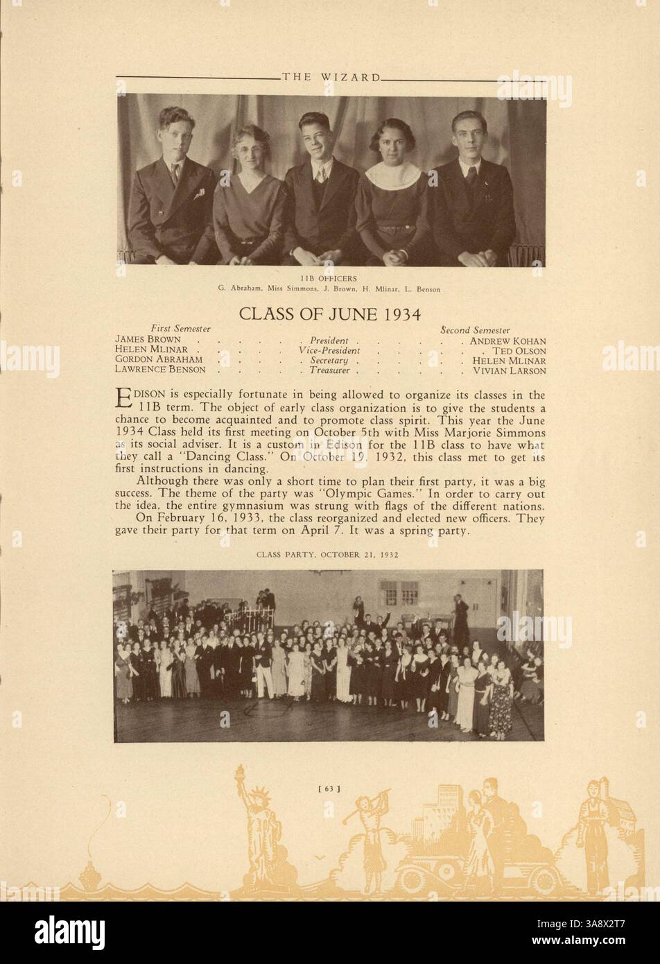 The 1933 Wizard Yearbook from Edison High School highlights the school ...