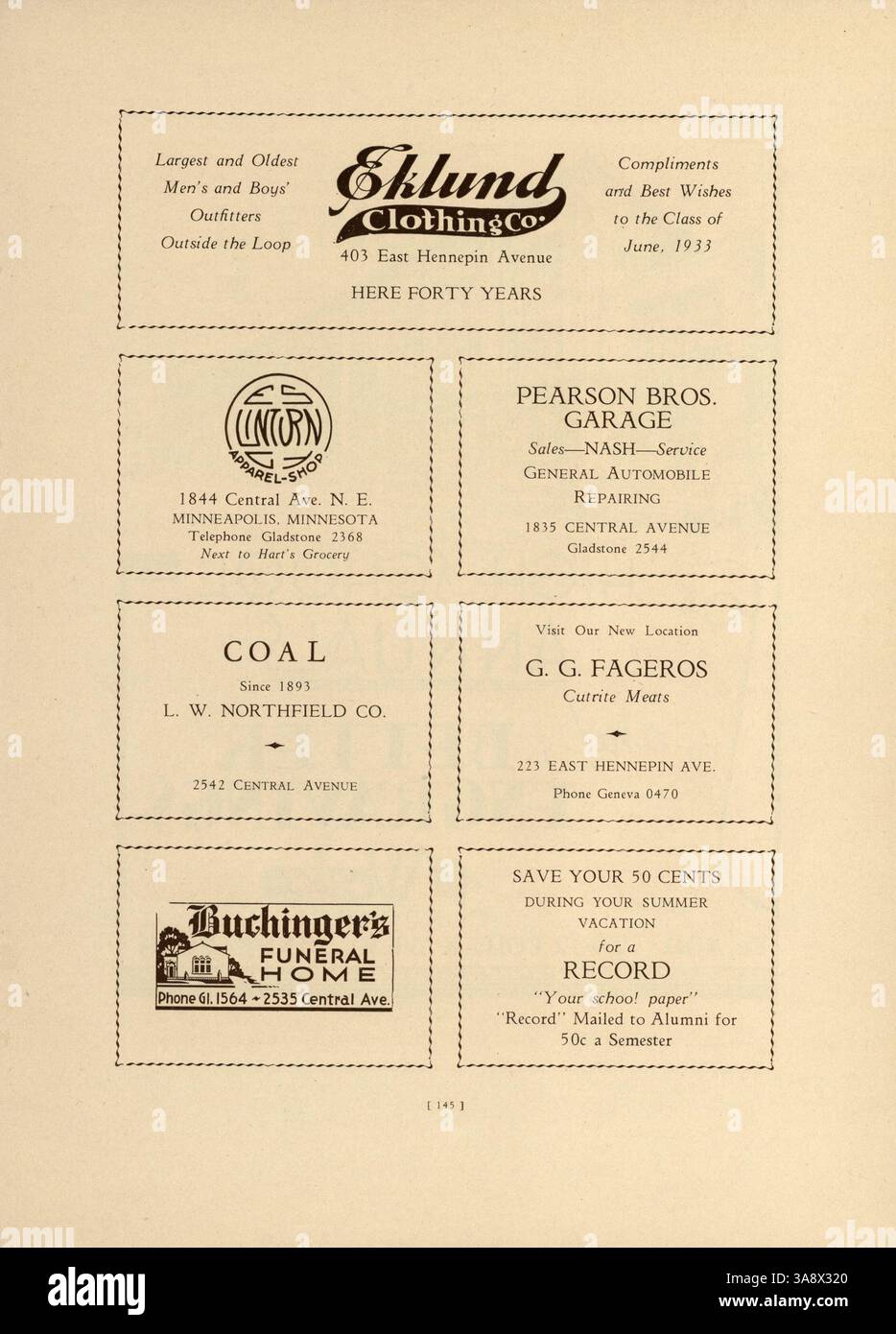 The 1933 'Wizard' yearbook from Edison High School documents student ...