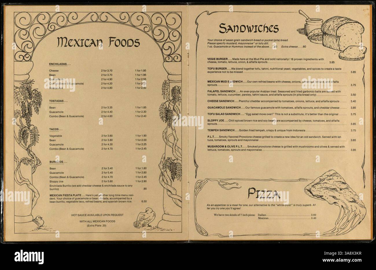 The Mud Pie Vegetarian Restaurant Menu is a 16-page laminated booklet ...