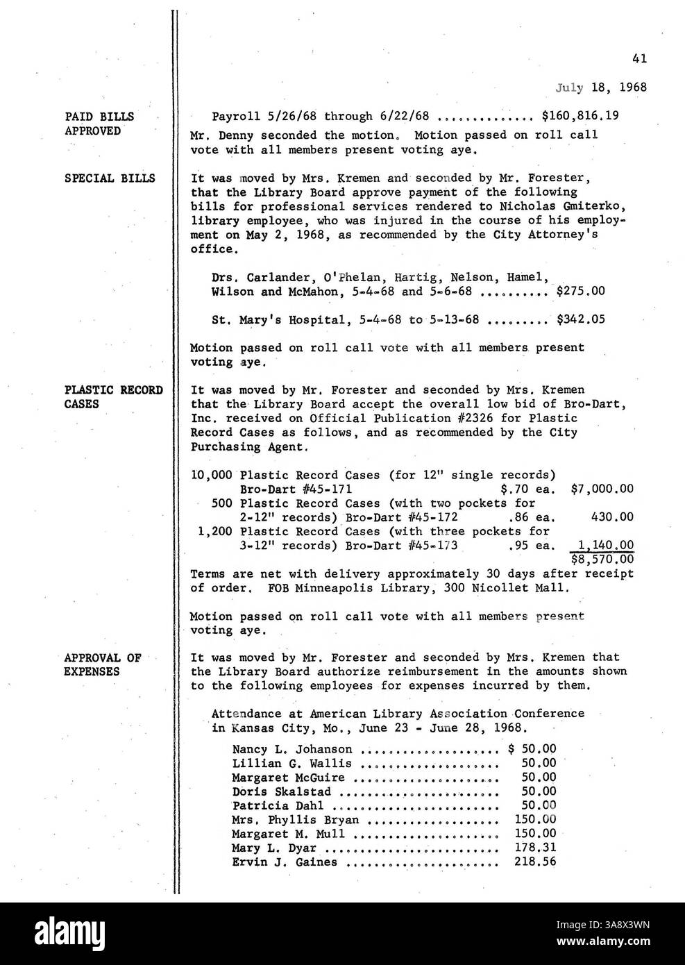 The 1968 meeting minutes of the minneapolis public library board hi-res ...