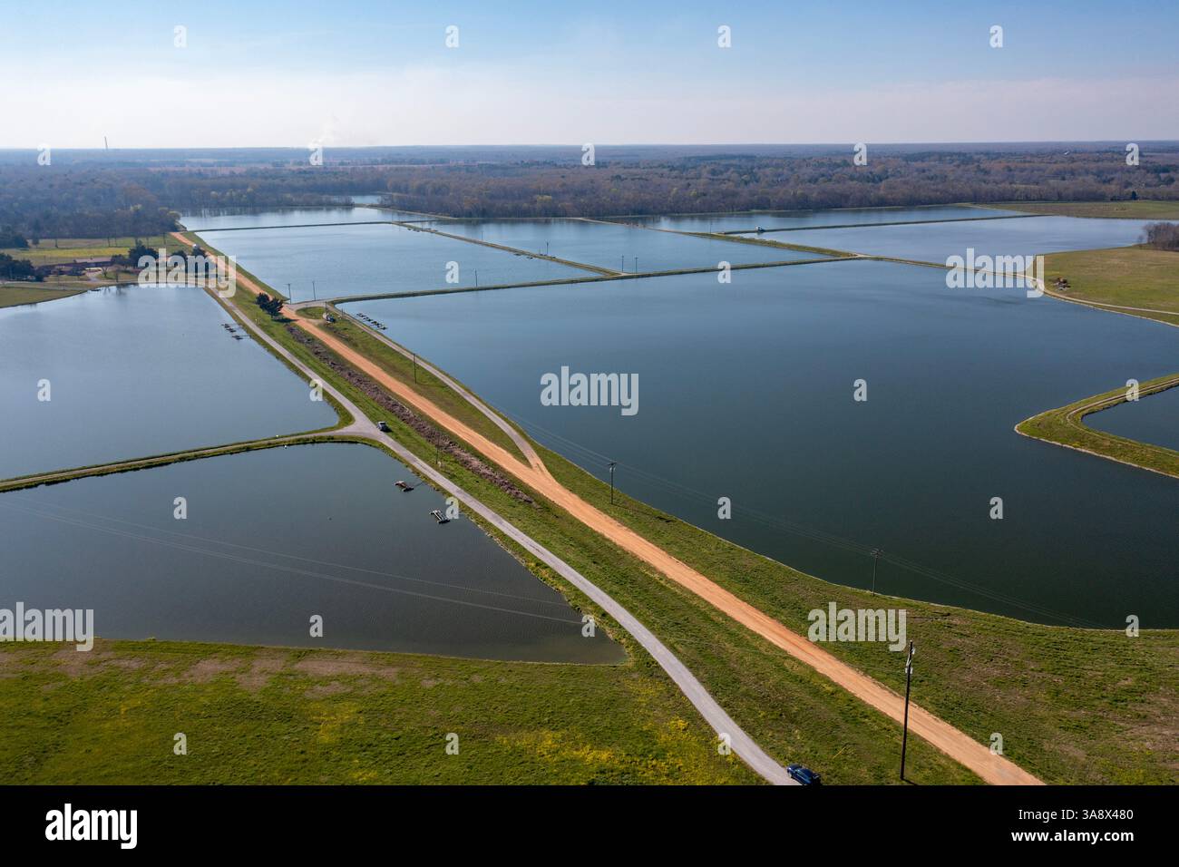 Greensboro, Alabama - Catfish farm ponds in western Alabama Stock Photo ...