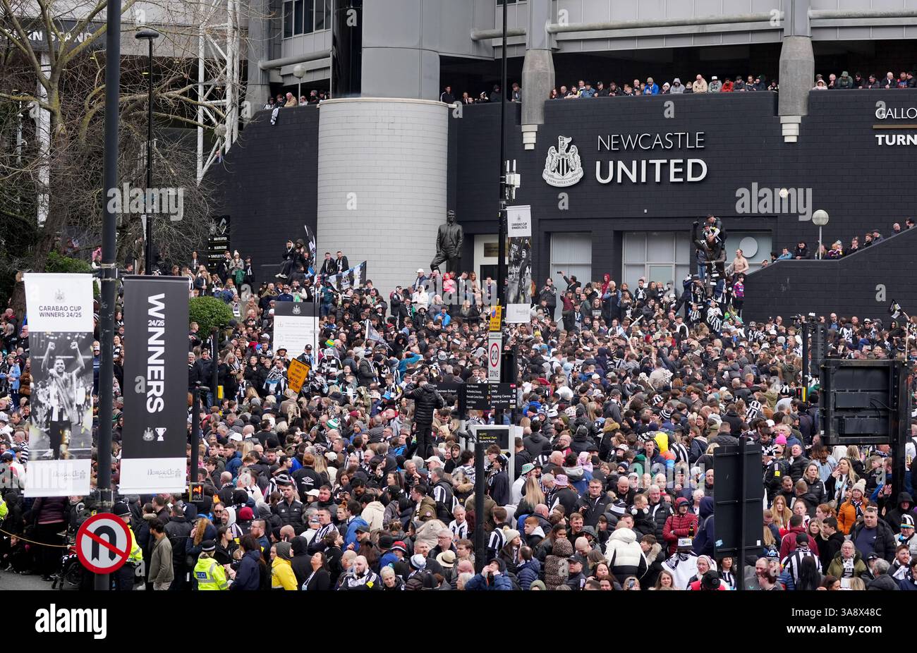 Newcastle United fans outside St James' Park, ahead of the Carabao Cup ...
