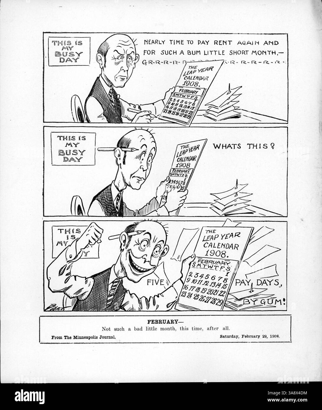 This 1908 Leap Year illustration shows a man celebrating the extra day ...