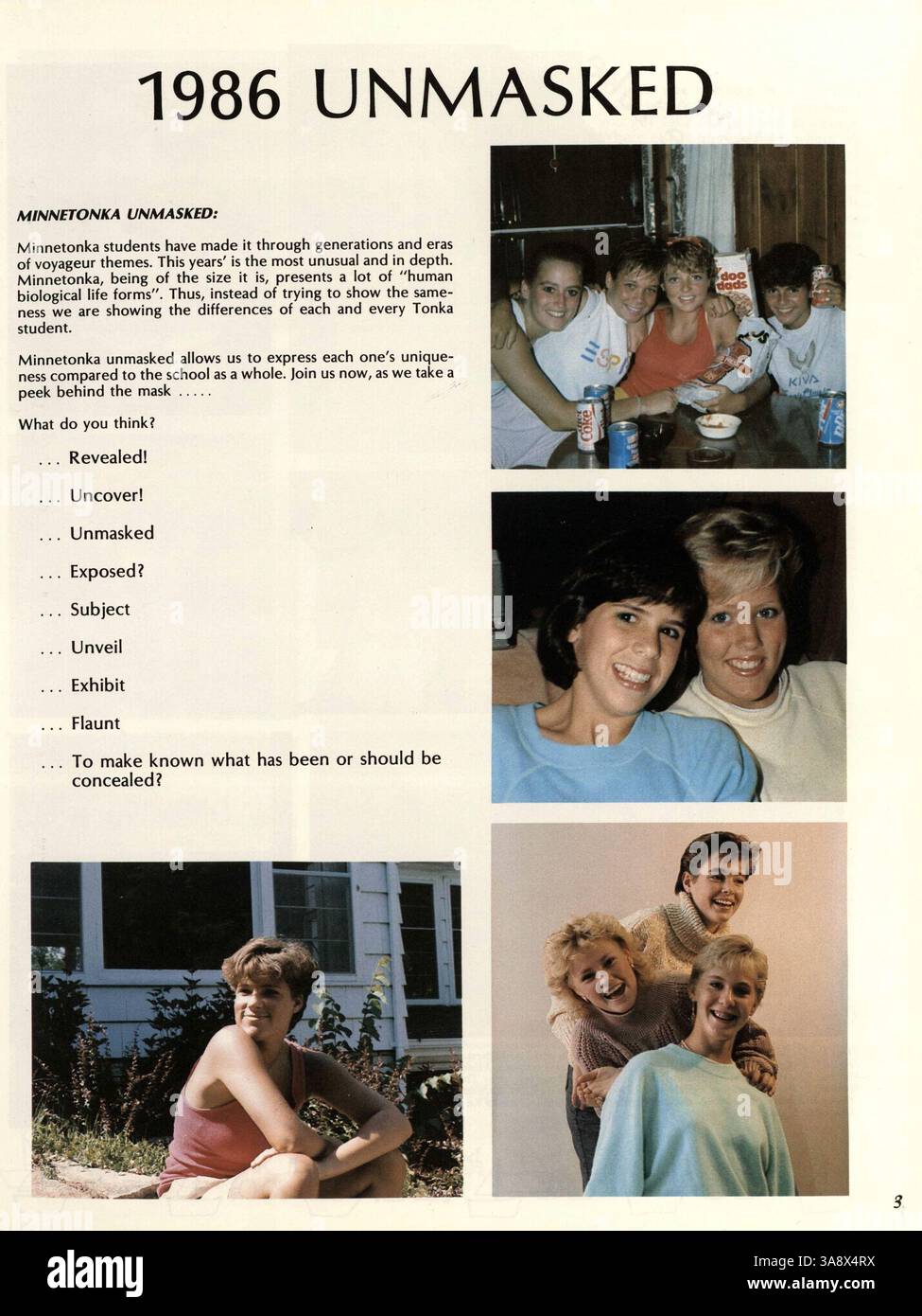 The 1986 edition of the Minnetonka High Yearbook, 'Unmasked', documents ...