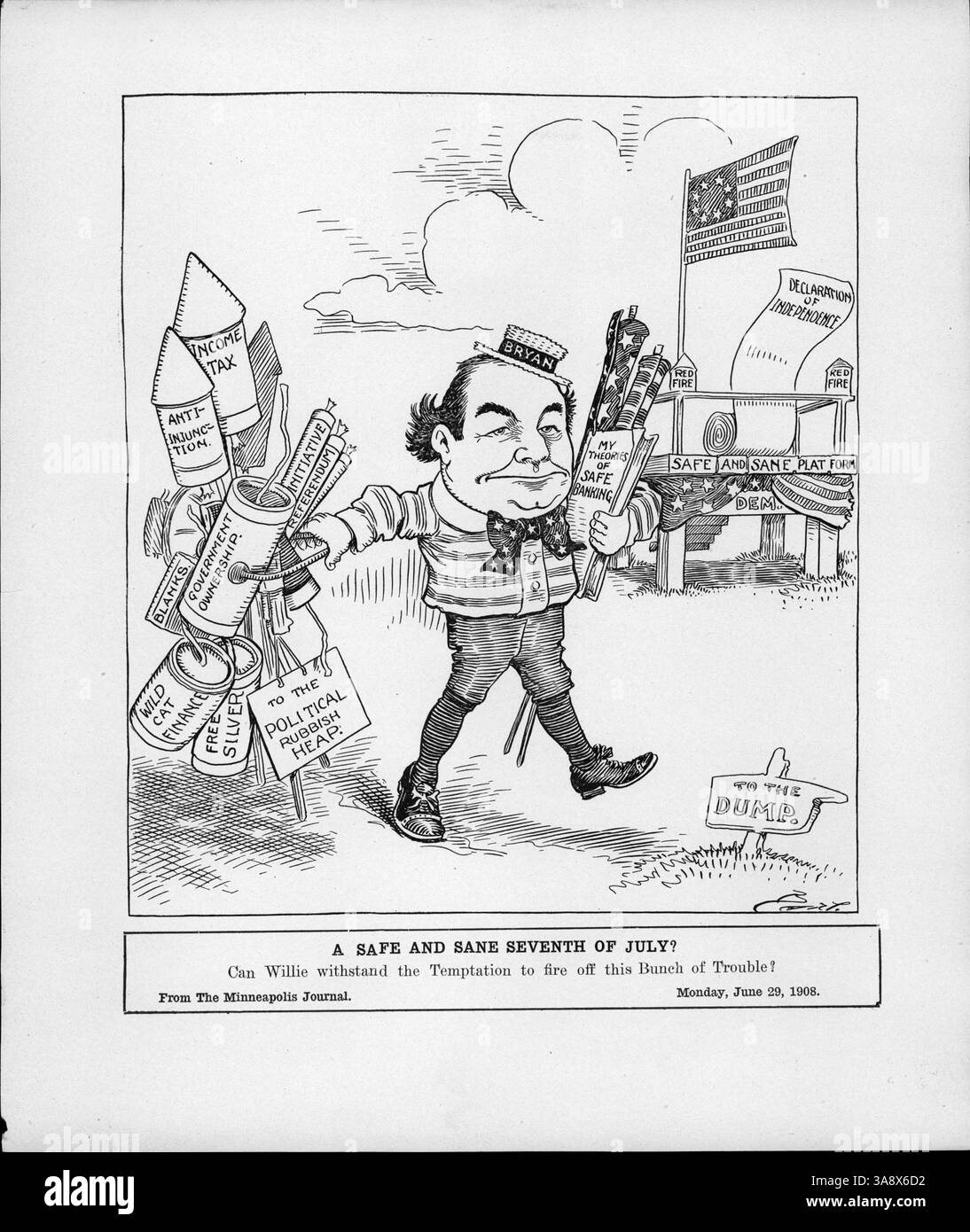 This image depicts a political scene where Bryan carries a batch of ...