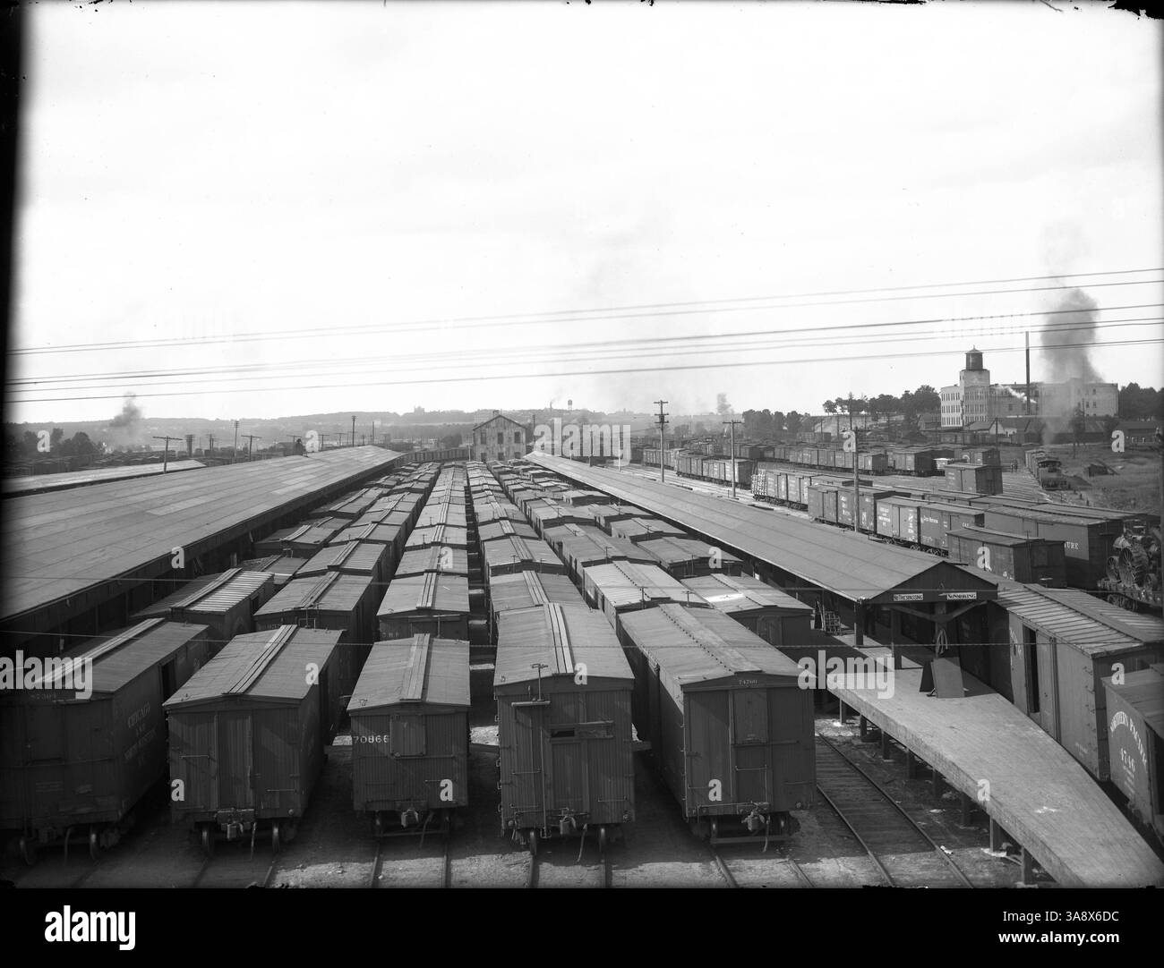 This image depicts freight trains on railroad tracks in midway hi-res ...