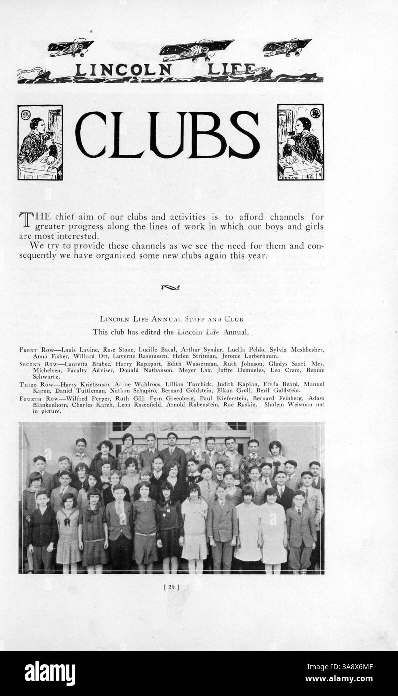 The 'Lincoln Life of Progress' yearbook from 1928 highlights students ...