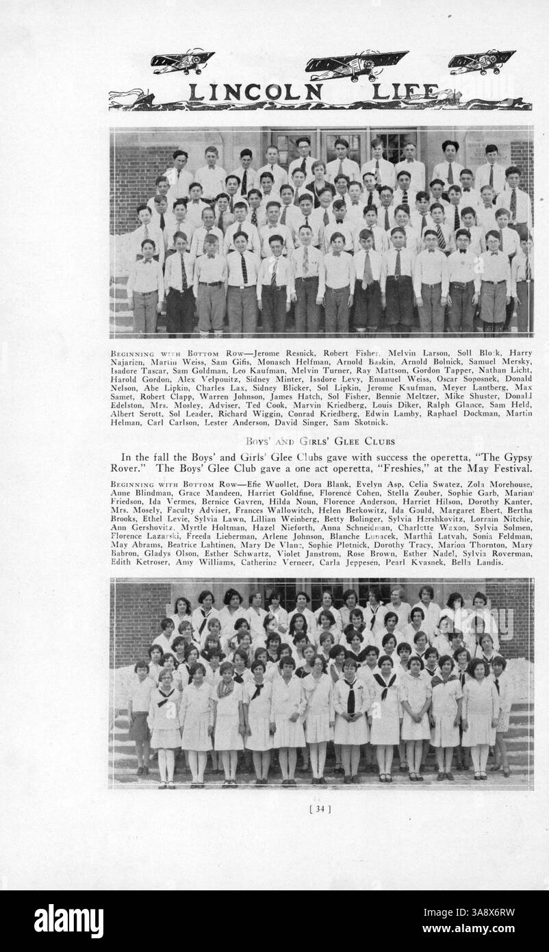 The 1928 'Lincoln Life of Progress' yearbook from Lincoln Jr. High ...