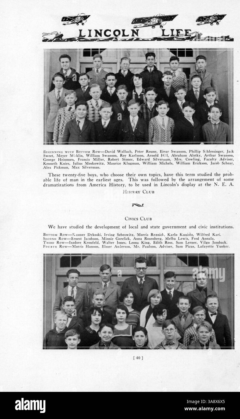 The 1928 'Lincoln Life of Progress' yearbook from Lincoln Jr. High ...
