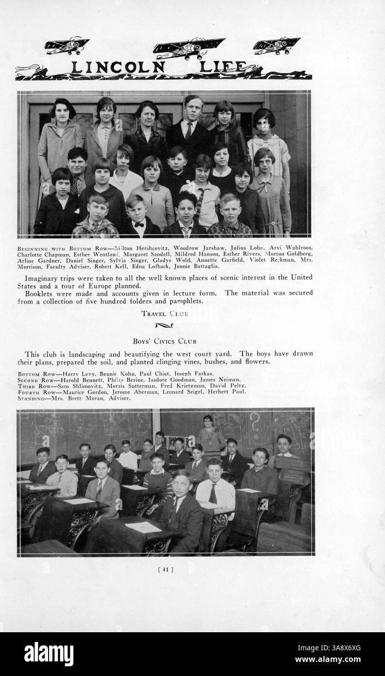 The 'Lincoln Life of Progress' yearbook from Lincoln Jr. High in 1928 ...