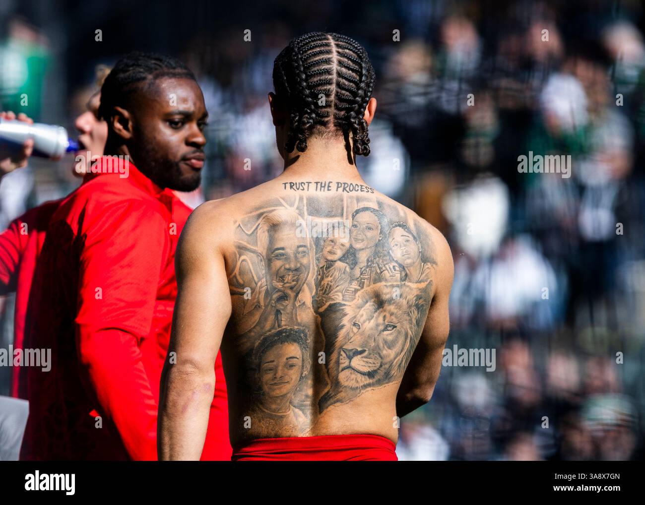 Moenchengladbach, Borussia Park, 29.03.2025: Tattoo from Xavi Simons of ...