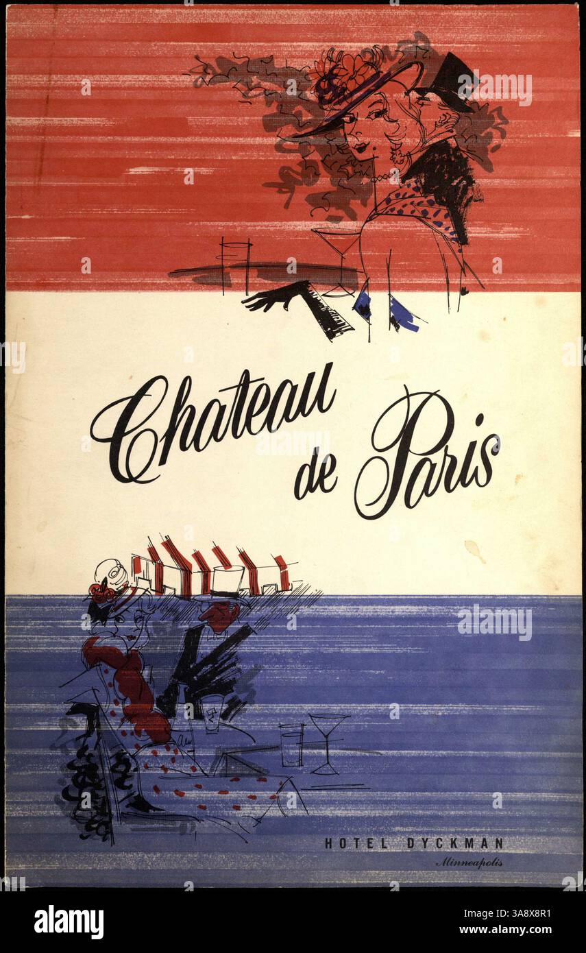 A bi fold menu from the chateau de paris restaurant hi-res stock ...