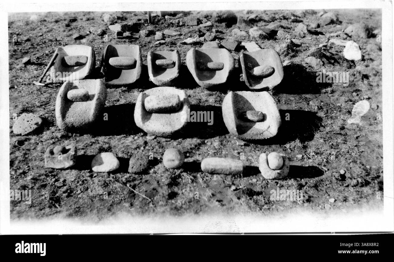 Eight metates, used for grinding grain, were discovered in a house ...