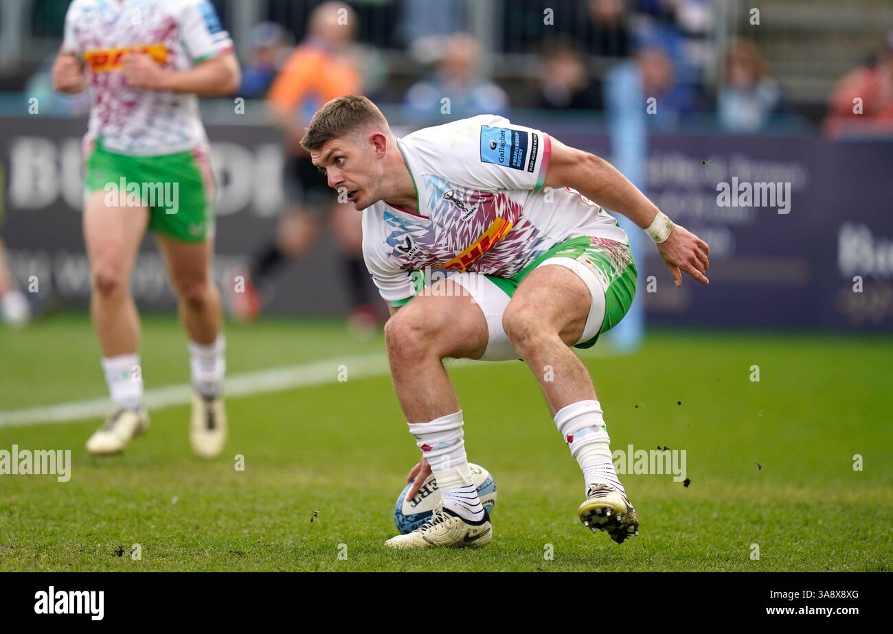 Harlequins' Luke Northmore scores a try during the Gallagher ...