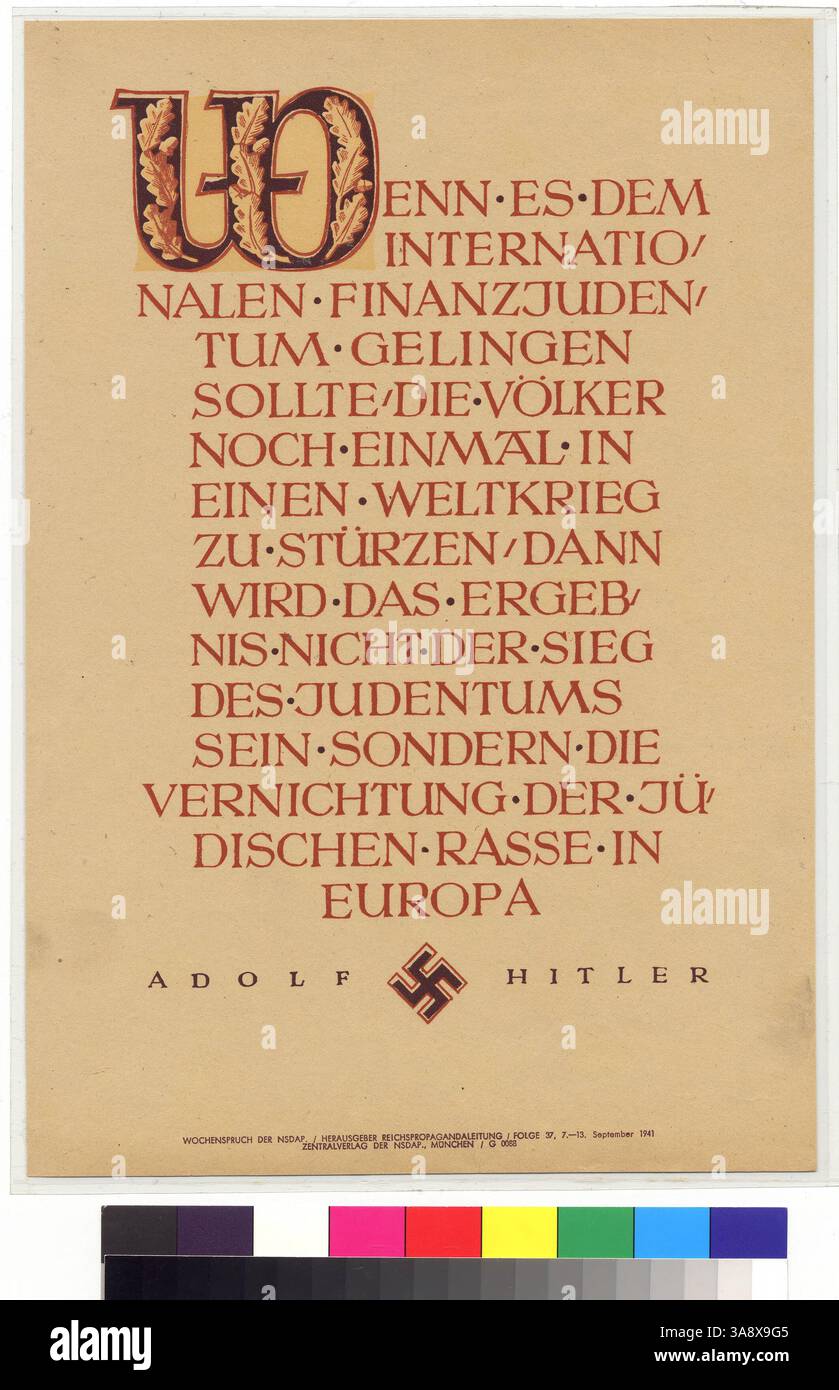 Attributed to adolf hitler and dated september 1941 hi-res stock ...