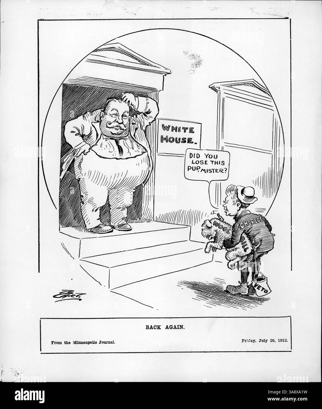 This political cartoon depicts a dog labeled hi-res stock photography ...