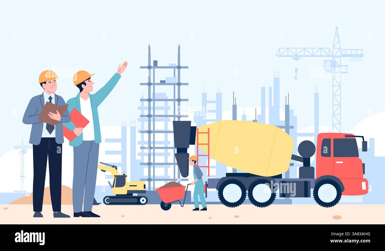 Construction ground. Architects and builder, flat spesial transport ...