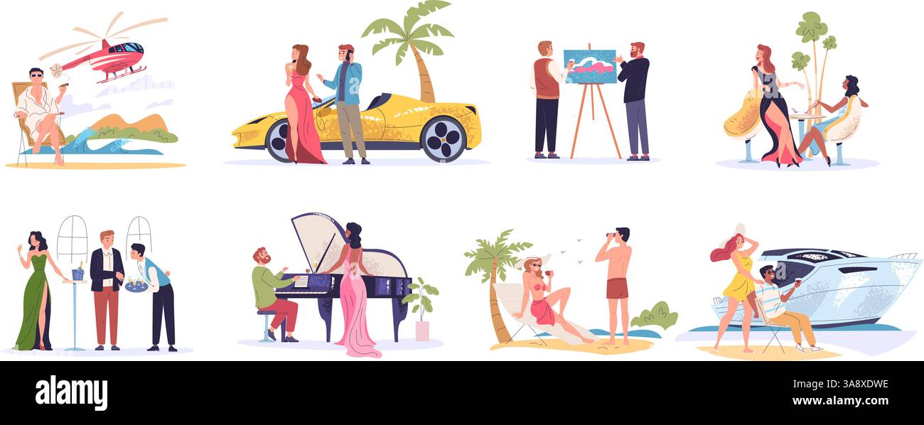 Billionaire beach Stock Vector Images - Alamy