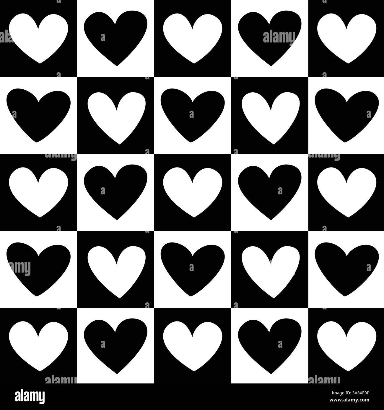 Pattern of black and white hearts. Chess background. Vector flat illustration Stock Vector Image ...