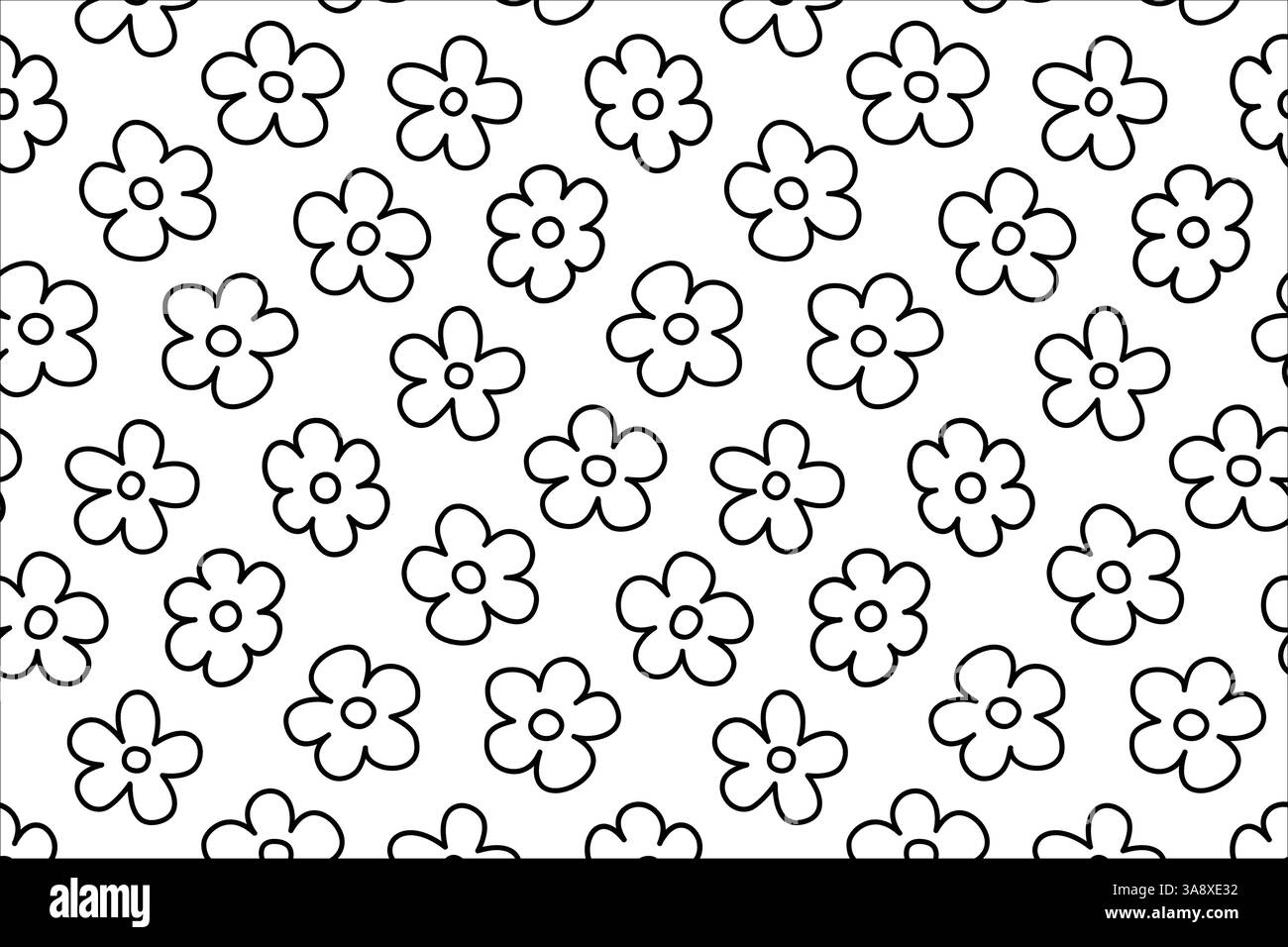 Black outline pattern of flowers. Hand drawn. Vector illustration Stock ...