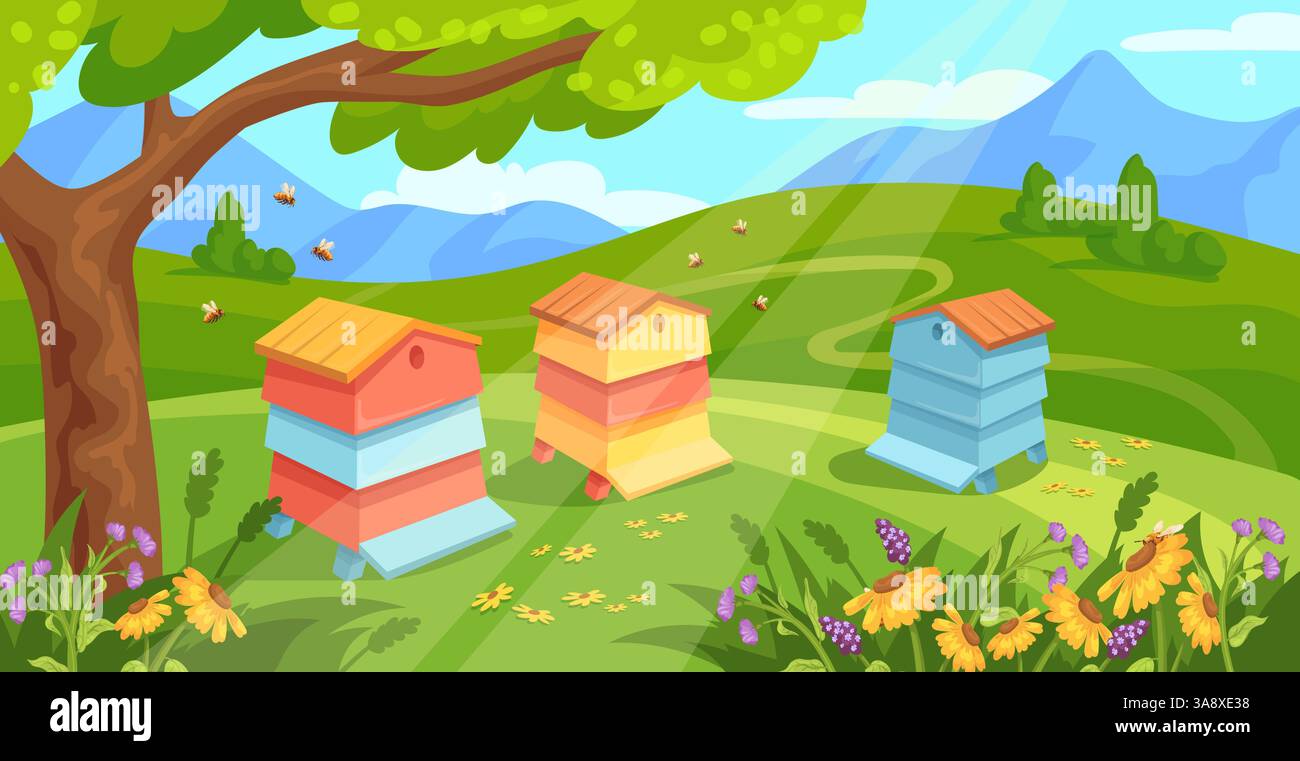 Bee house in nature pollination Stock Vector Images - Alamy