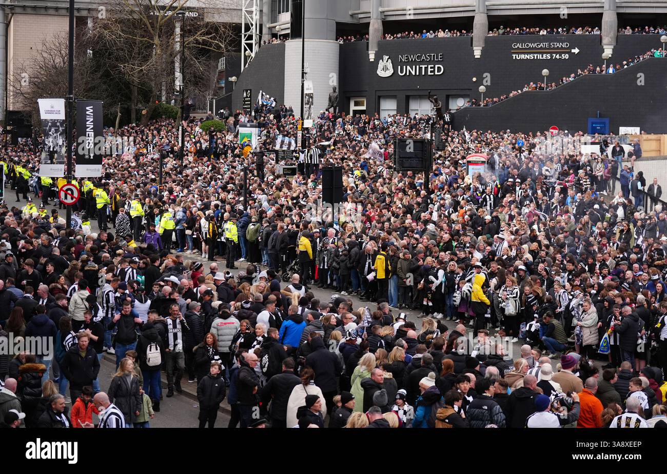 Newcastle United fans outside St James' Park, ahead of the Carabao Cup ...