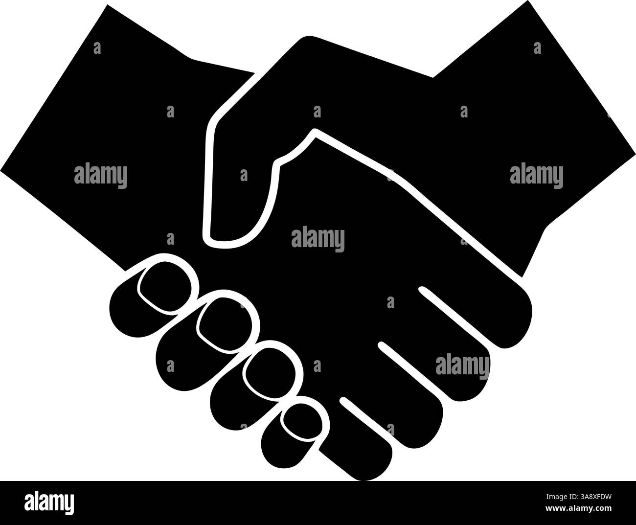Business handshake symbol in black and white minimalist silhouette ...