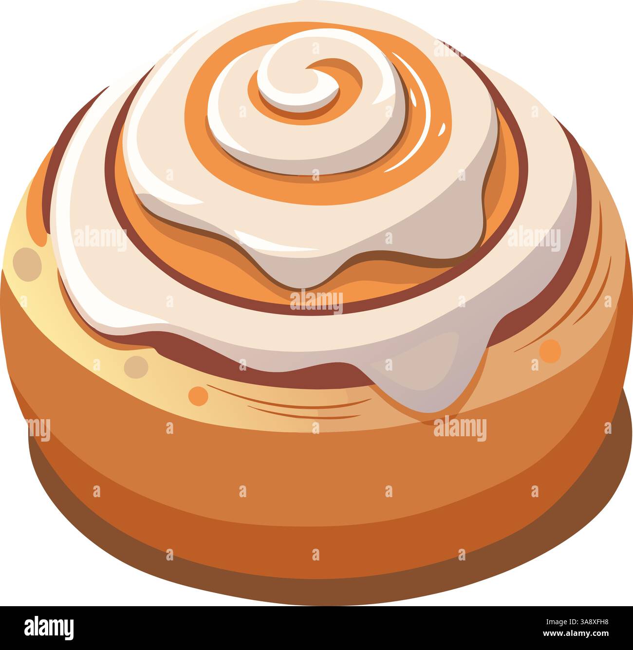 Delicious cinnamon roll with icing on top in vector cartoon style Stock ...