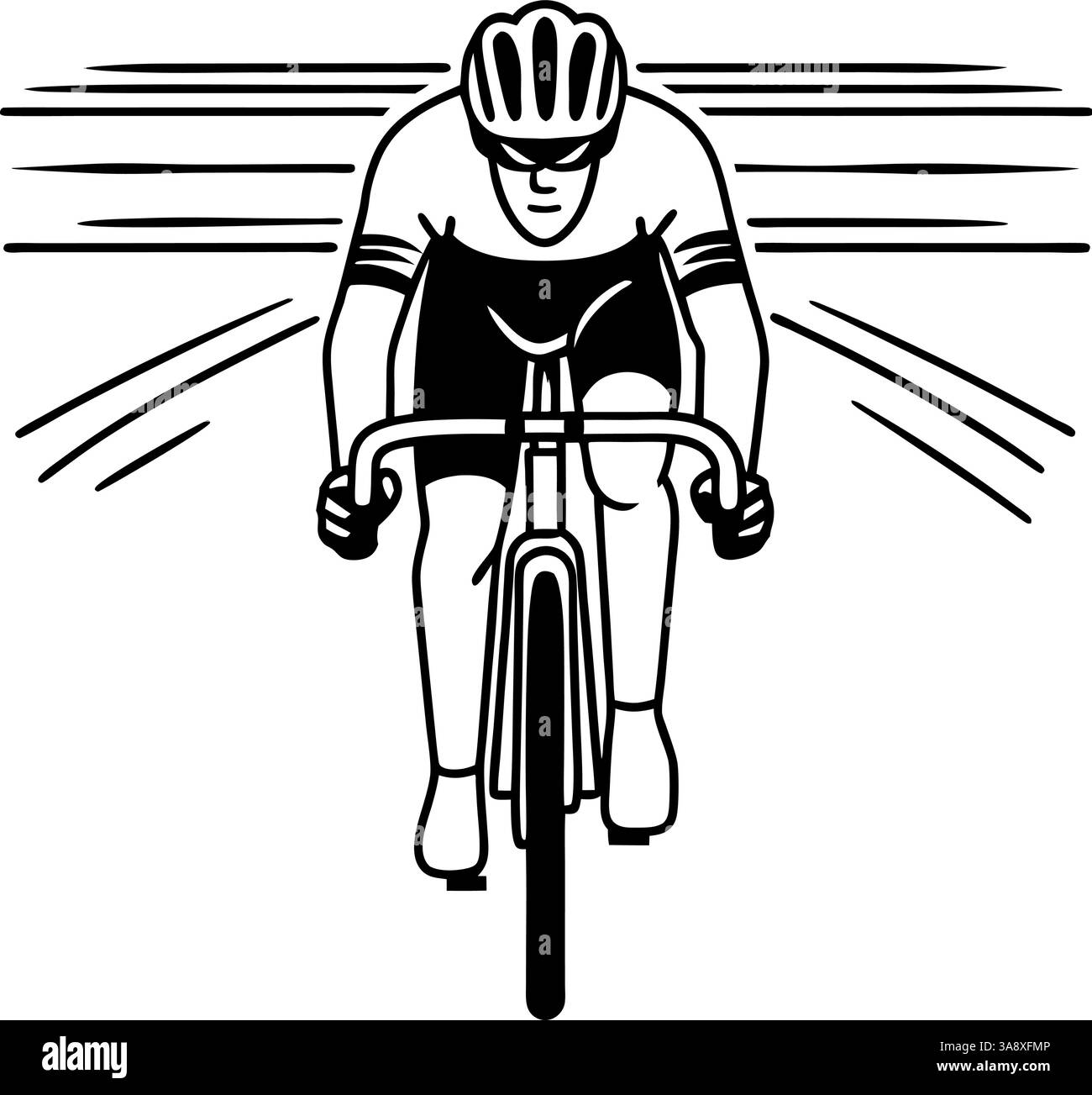 Professional cyclist in high-speed motion wearing helmet and racing ...