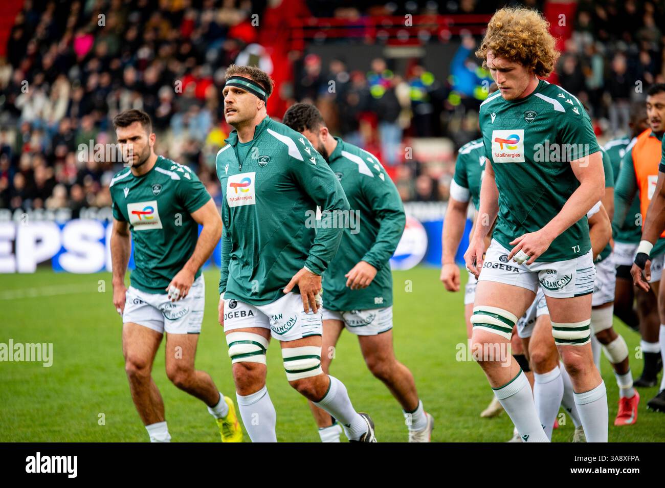 Toulouse, France. 29th Mar, 2025. Luke Whitelock and team of Pau during ...
