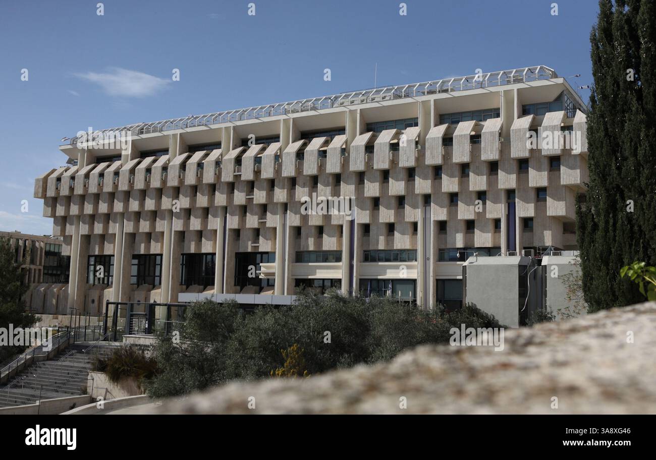 Headquarters of the Bank of Israel, Givat Ram, Jerusalem, an inverted ...